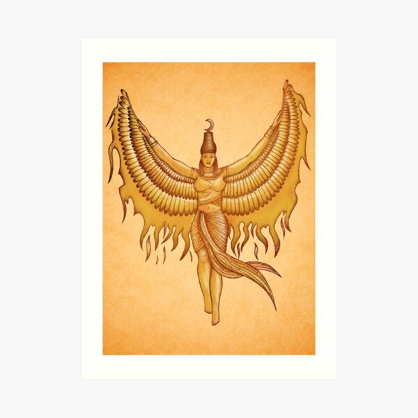 "Isis, Goddess Egypt with wings of the legendary bird Phoenix" Art ...