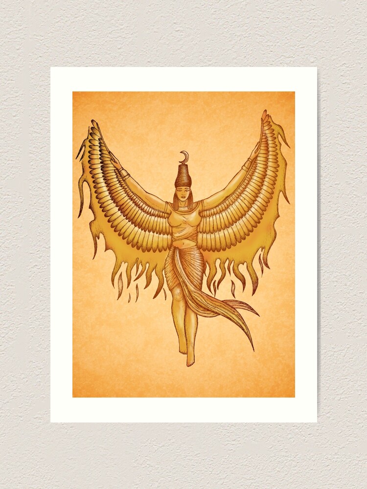 "Isis, Goddess Egypt with wings of the legendary bird Phoenix" Art ...