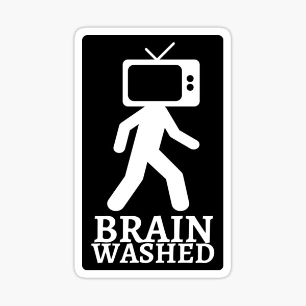 "Brainwashed - man with TV head" Sticker for Sale by yoshra | Redbubble