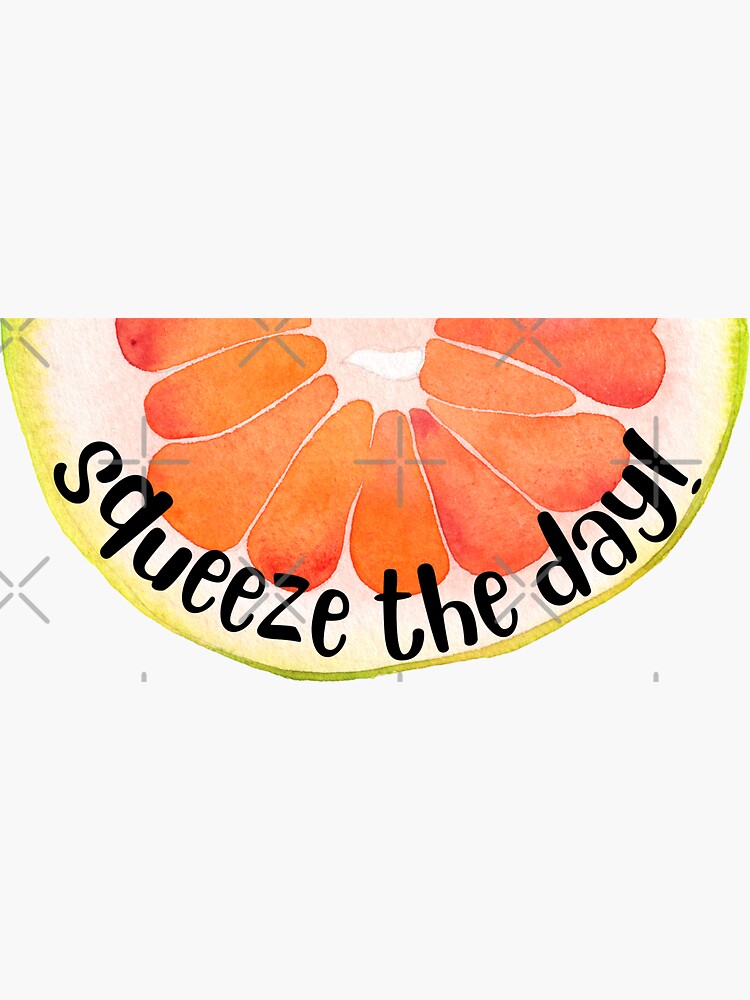 "Squeeze the Day Zesty Lemon- Citrus Cute Fun Fruit Pun" Sticker for ...