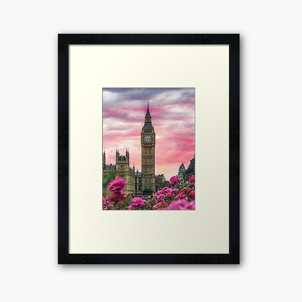 "London Big Ben Pink" Framed Art Print by balazsromsics | Redbubble