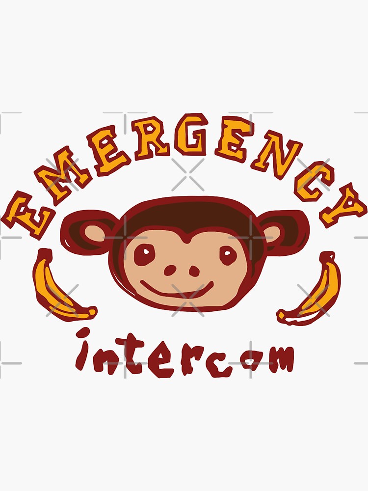 "Emergency Intercom Monkey Graphic Sticker" Sticker for Sale by Catpuss ...