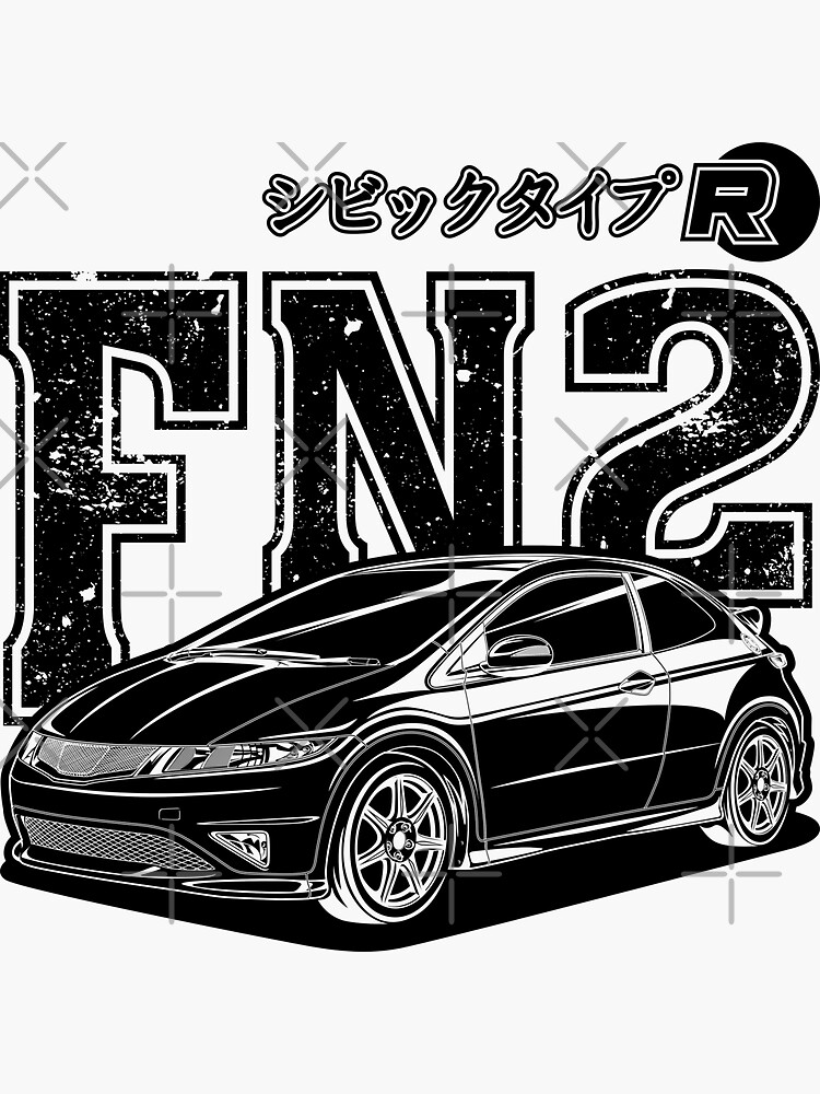"Civic Type R FN2 - Black Print" Sticker for Sale by Aswin77 | Redbubble