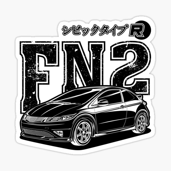 "Civic Type R FN2 - Black Print" Sticker for Sale by Aswin77 | Redbubble