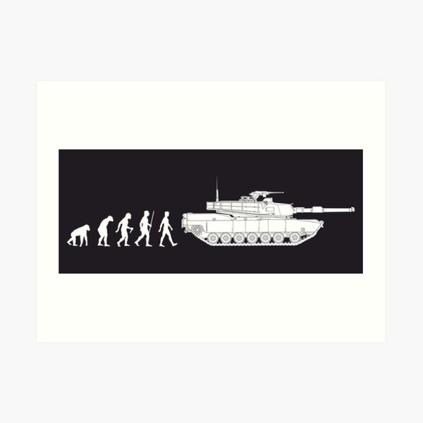 "Humorous design Evolution and the M1 Abrams tank" Art Print for Sale ...