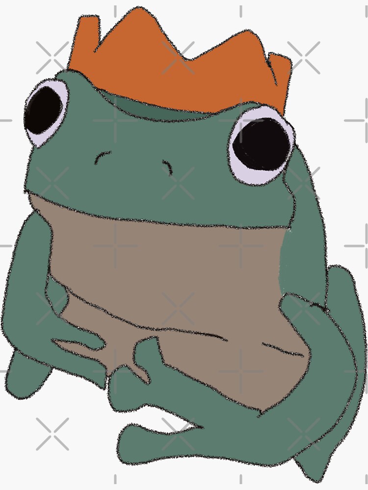 "derpy frog with orange crown" Sticker for Sale by ChoaticVibes | Redbubble