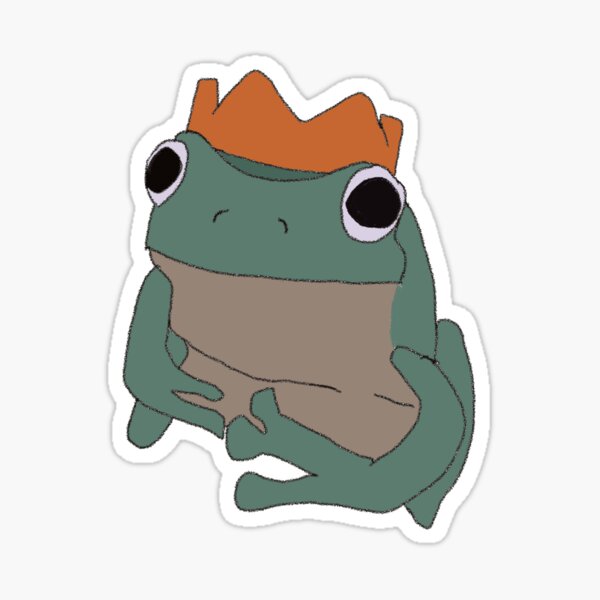 "derpy frog with orange crown" Sticker for Sale by ChoaticVibes | Redbubble