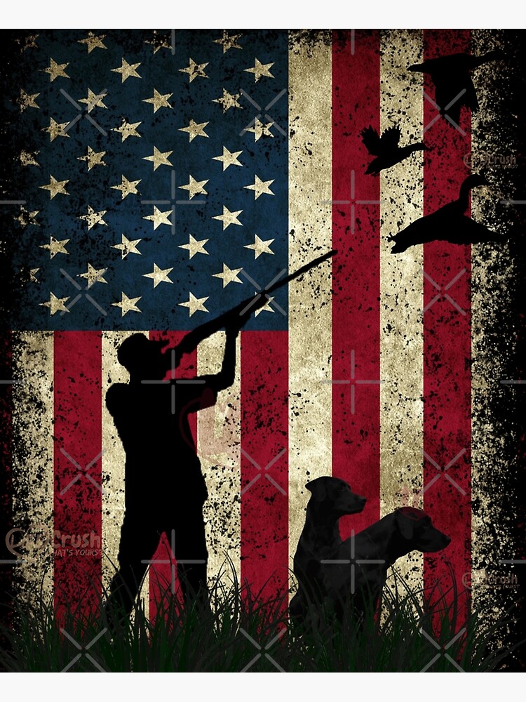 "Duck Hunting, American Flag Duck Hunter and Labrador Retrievers Design ...