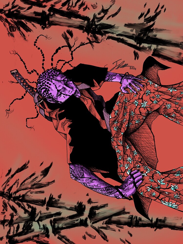 "Trippy Samurai Warrior (colored manga art)" Sticker for Sale by ...