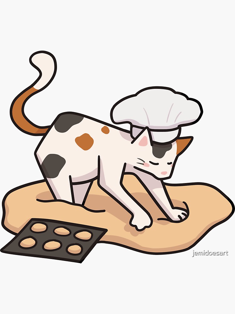 "Cat Making Biscuits" Sticker for Sale by jemidoesart | Redbubble