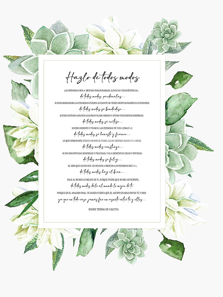 "Hazlo de todos modos, Spanish Quote" Sticker for Sale by ...