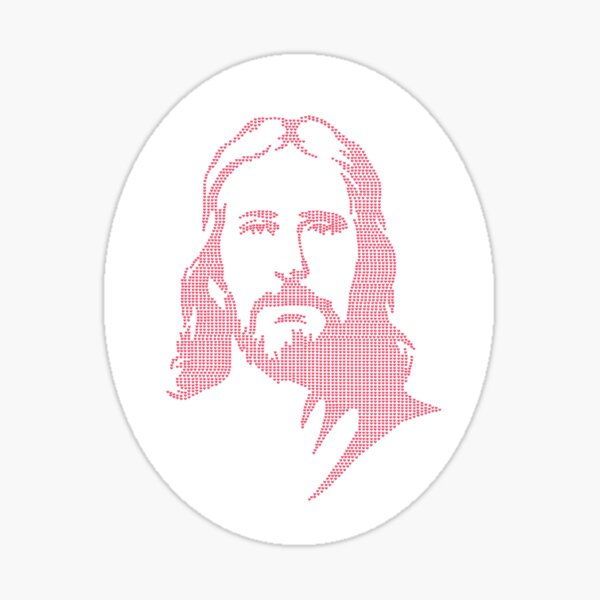 "Jesus Portrait With Red Hearts - Jesus Face" Sticker for Sale by ...