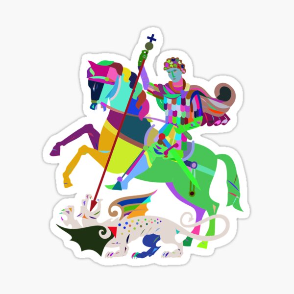"Gorgeous Artwork Of Knight On A Stede Slaying A Dragon Beast" Sticker ...
