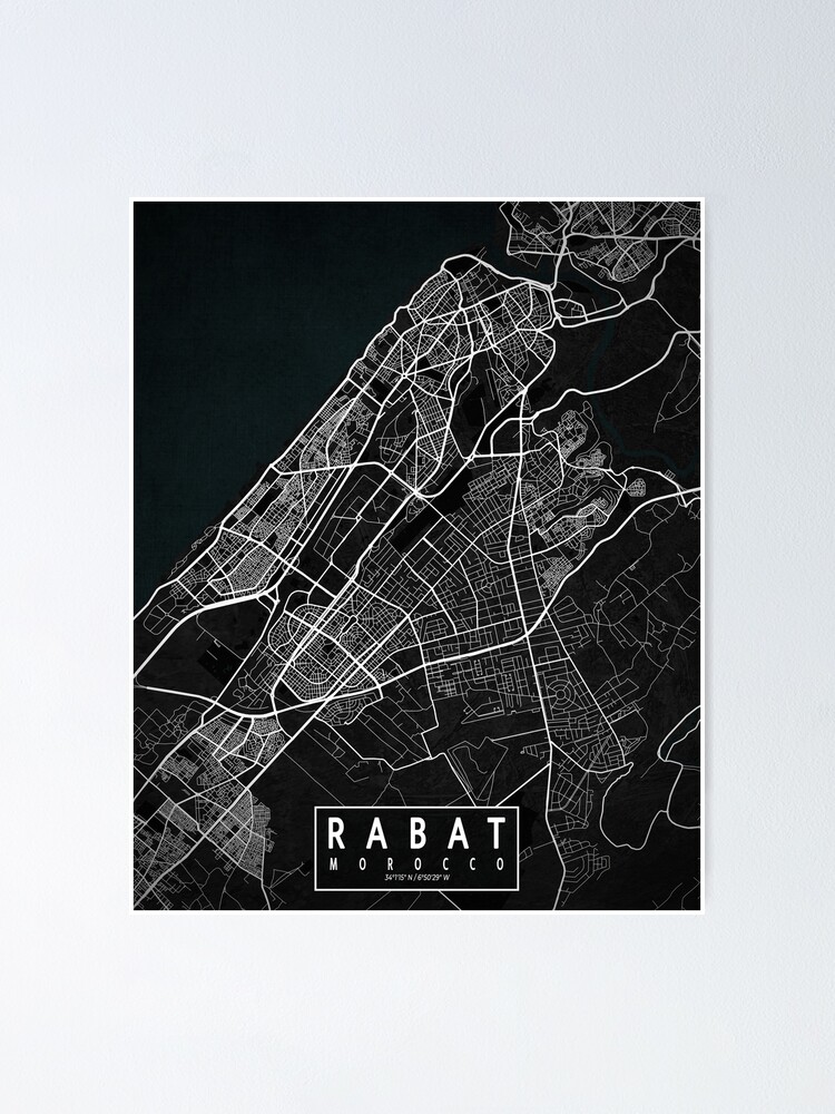 "Rabat City Map of Morocco - Dark" Poster for Sale by deMAP | Redbubble