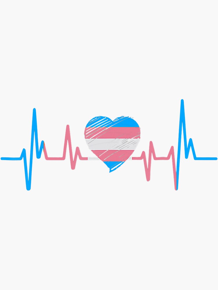 "Transgender Pride Heartbeat Lgbt Trans Flag Cute Heartbeat" Sticker ...