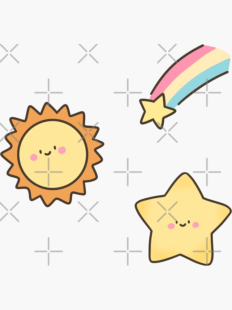 "Cute sun and star" Sticker for Sale by Maple3Studio | Redbubble
