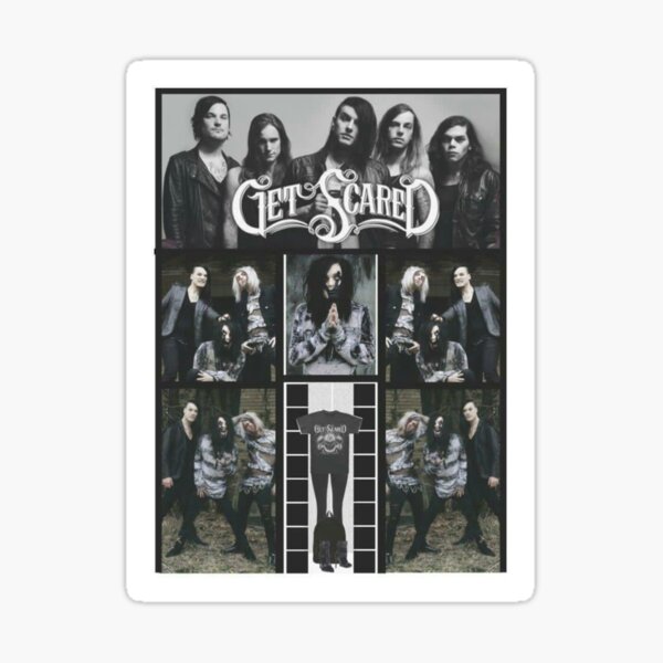 "Get scared band" Sticker for Sale by collinsdrawings | Redbubble