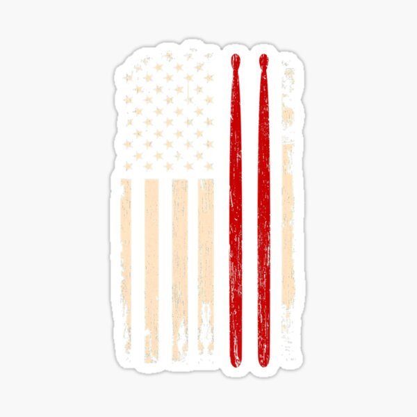 "Vintage Drum Sticks American Flag Drumsticks Usa Drummers" Sticker for ...