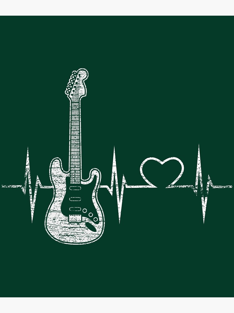 "Vintage Guitarist Love Music Heart Heartbeat Guitar" Poster for Sale ...