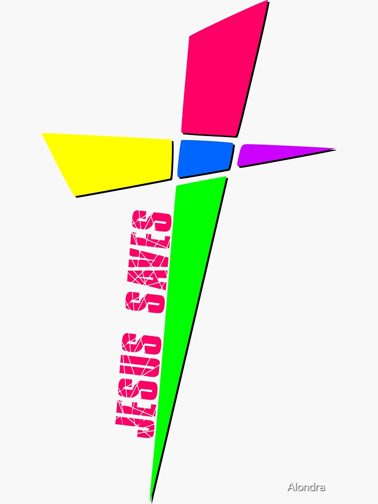 "Jesus Saves Cross Geometric Design" Sticker for Sale by Alondra ...