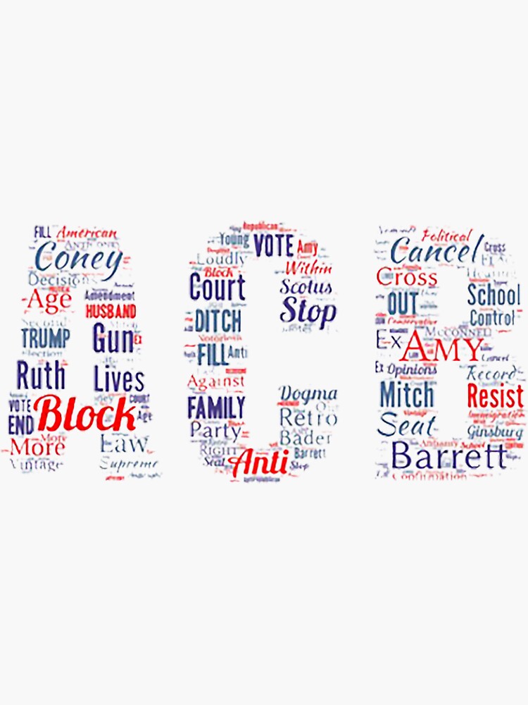 "ACB-Amy Coney Barrett white words cloud" Sticker for Sale by ...