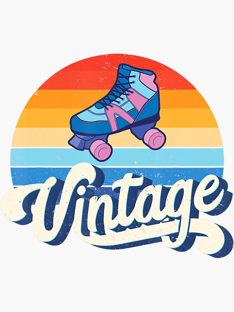 "Vintage Roller Skates Skating 80S Disco Roller Skater" Sticker for ...