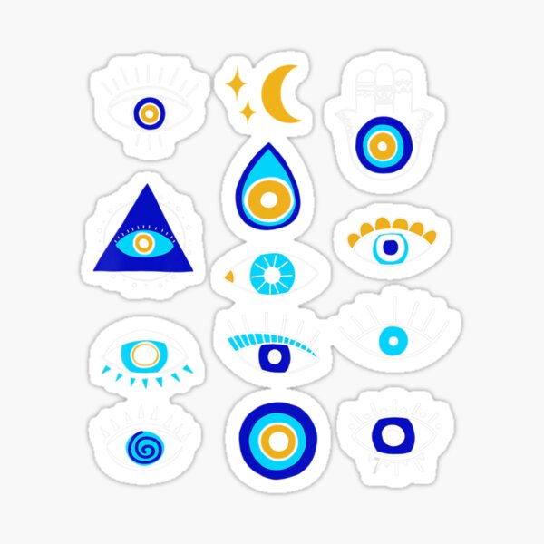 "Evil Eye Curse Protection Seeing Eyes Nazar Mati Evil Eye" Sticker for ...
