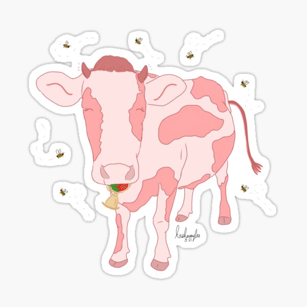 "Strawberry Cow !!" Sticker for Sale by sniffles-shop | Redbubble