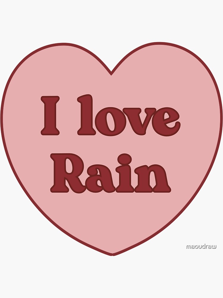 "I love rain heart aesthetic dollette coquette pink red" Sticker for ...