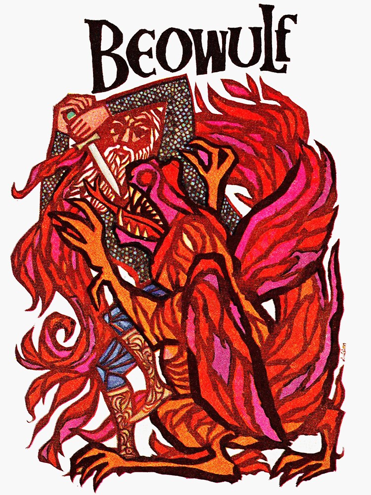 "HIGH RESOLUTION Beowulf Vintage Book Cover" Sticker for Sale by ...