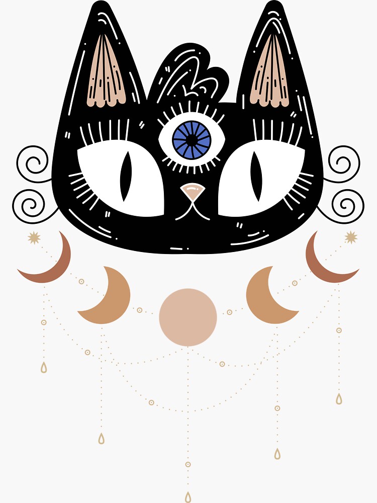 "Cat, moon, witch, wicca, evil eye" Sticker for Sale by IconicaDC ...