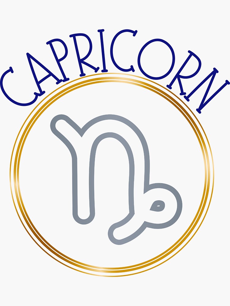 "Capricorn Zodiac Symbol with Border" Sticker for Sale by Hellofriendco ...
