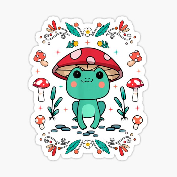 "Funny Cottagecore Frog Cute Kawaii Aesthetic Toad Mushroom Essential ...