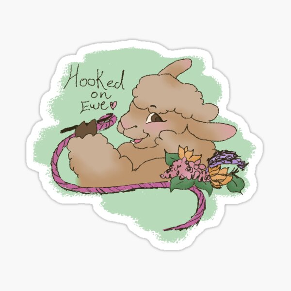 "Hooked on ewe!" Sticker for Sale by ForestOmen | Redbubble