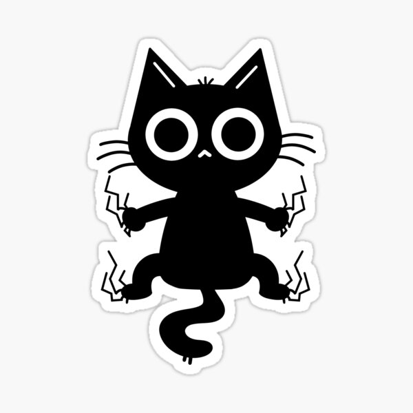 "Cute Black Cat Hanging" Sticker for Sale by Belloween | Redbubble