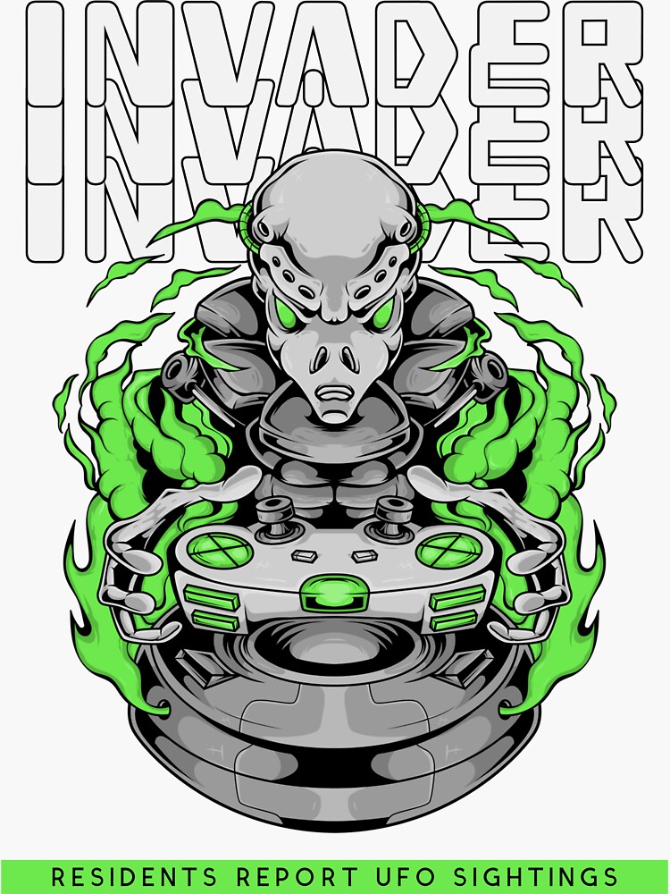"Space Invader - Cool" Sticker for Sale by Nana-Digital | Redbubble