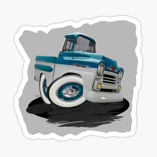"1958 Chevy Apache Pickup - Cartoon Style" Sticker for Sale by ...