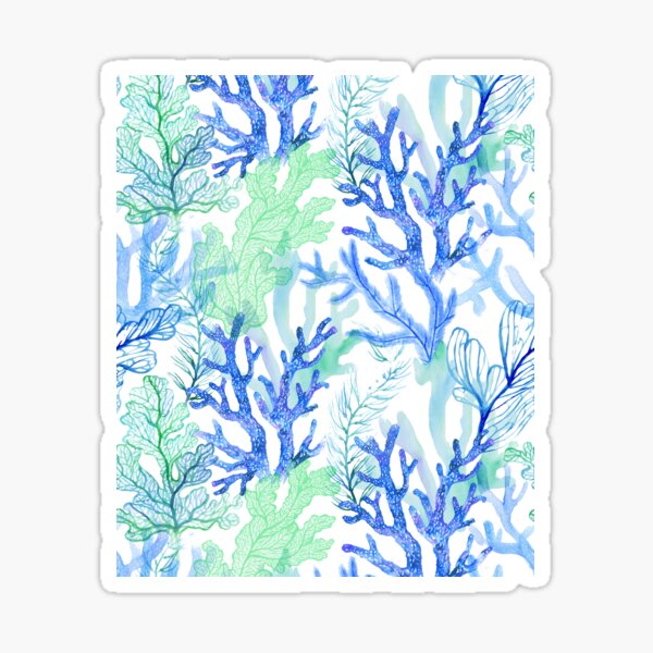 "Watercolor corals - Seamless pattern with the underwater life" Sticker ...