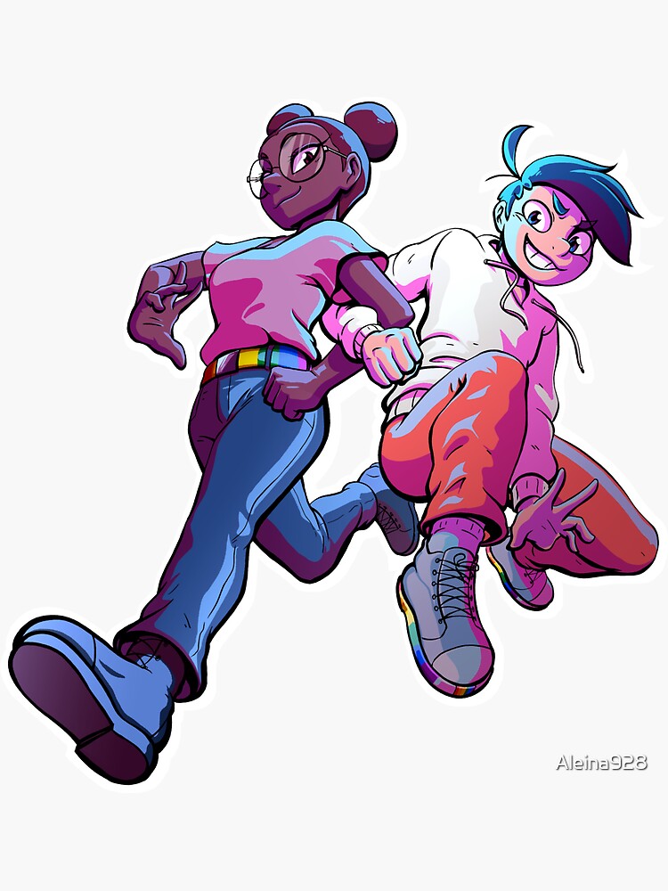 "Fen and Lydia - Trans and Bi pride (no BG)" Sticker for Sale by ...