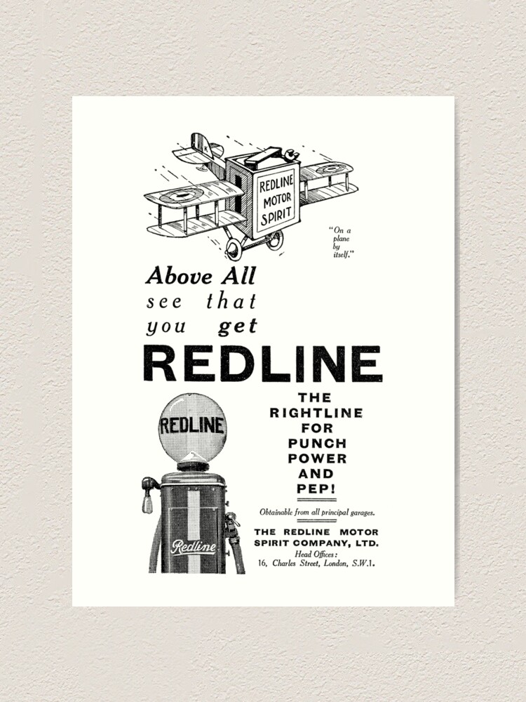 "Redline Motor Spirit Company - Motor Fuel - 1927 Vintage Advert" Art ...