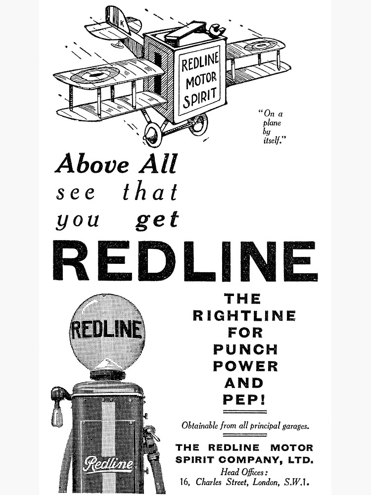 "Redline Motor Spirit Company - Motor Fuel - 1927 Vintage Advert" Art ...