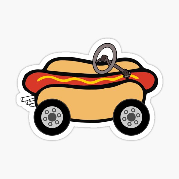 "Hot Dog Race Car Weiner Mobile Funny" Sticker for Sale by ...