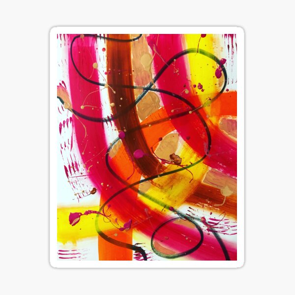 "Abstract Red and Yellow Curves" Sticker for Sale by villageschool ...