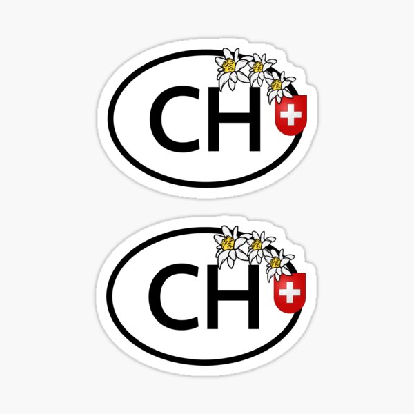  CH Switzerland Country Code With Flag And Edelweiss Flowers X2