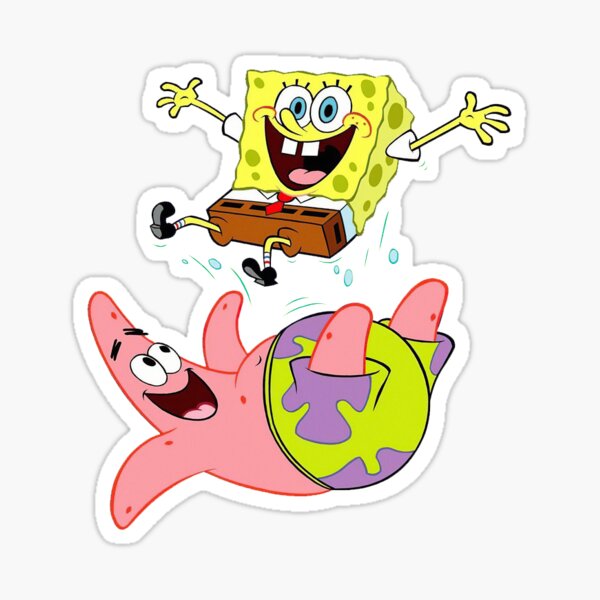 "Spongebob and Patrick fall" Sticker for Sale by dejvid-shop | Redbubble