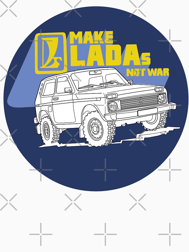 "Make Ladas Not War blue anti-war sticker based on a classic decal of ...