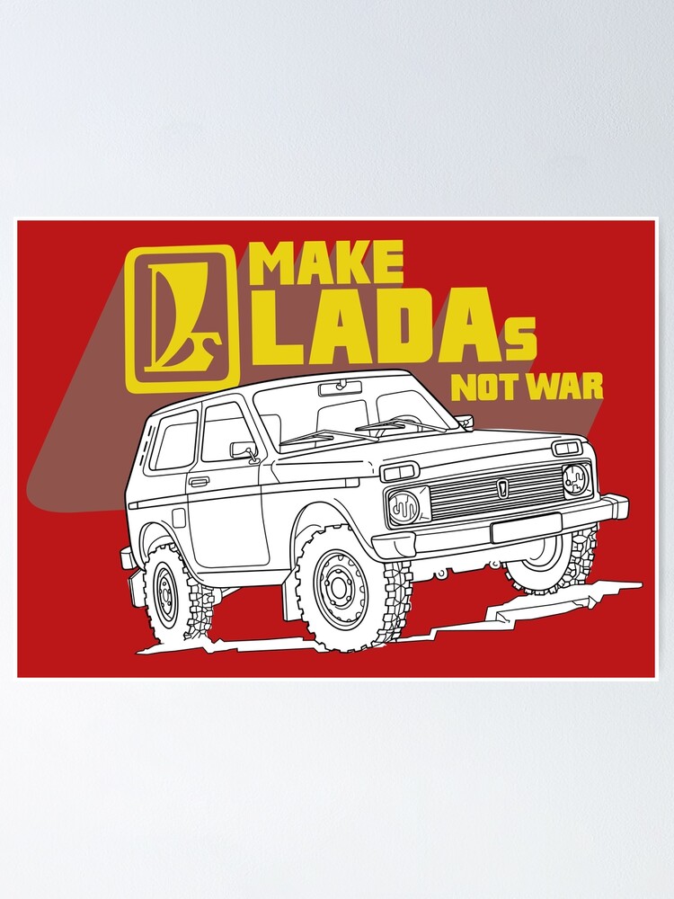 "Make Ladas Not War full red anti-war sticker based on a classic decal ...