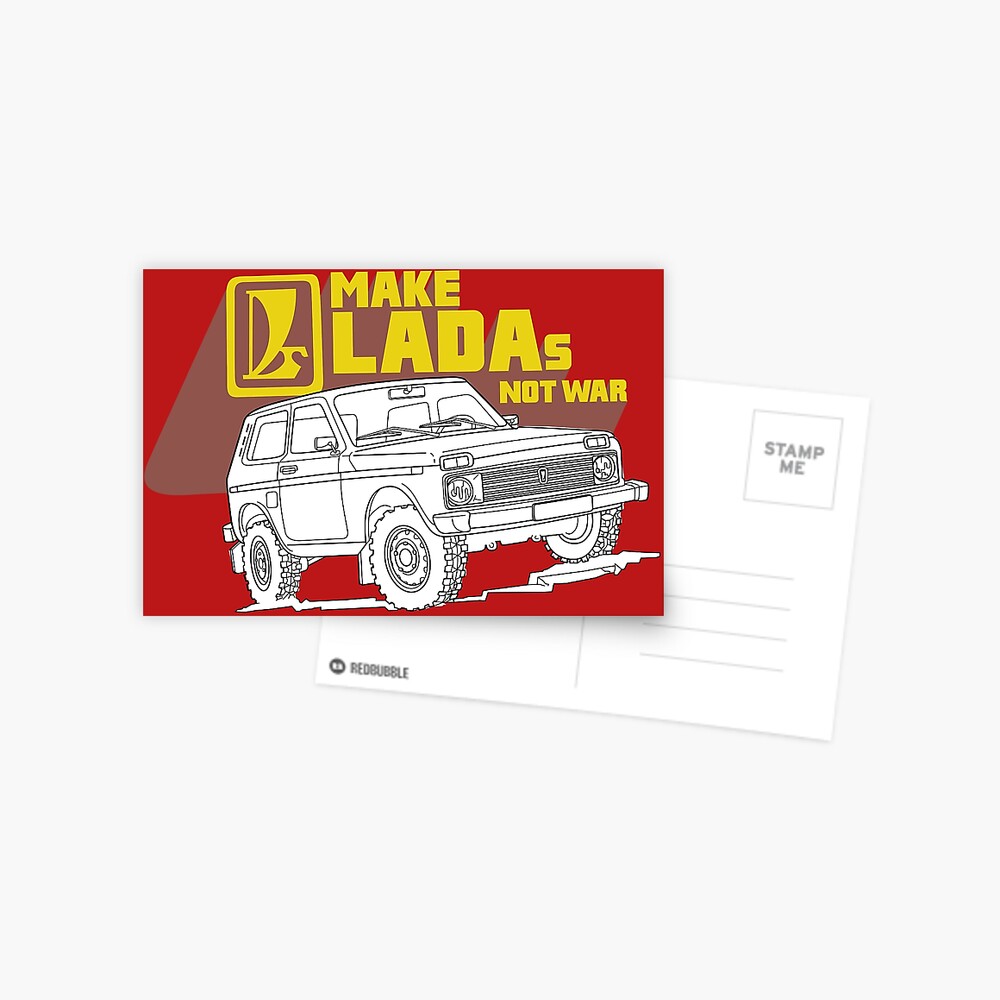 "Make Ladas Not War full red anti-war sticker based on a classic decal ...