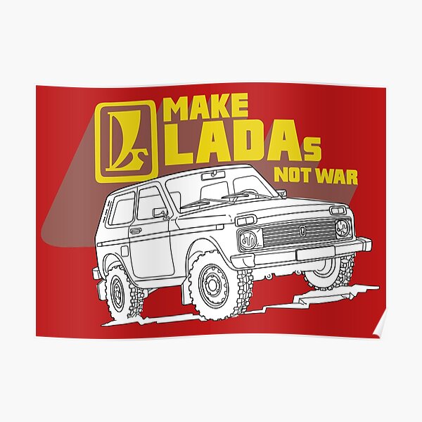 "Make Ladas Not War full red anti-war sticker based on a classic decal ...