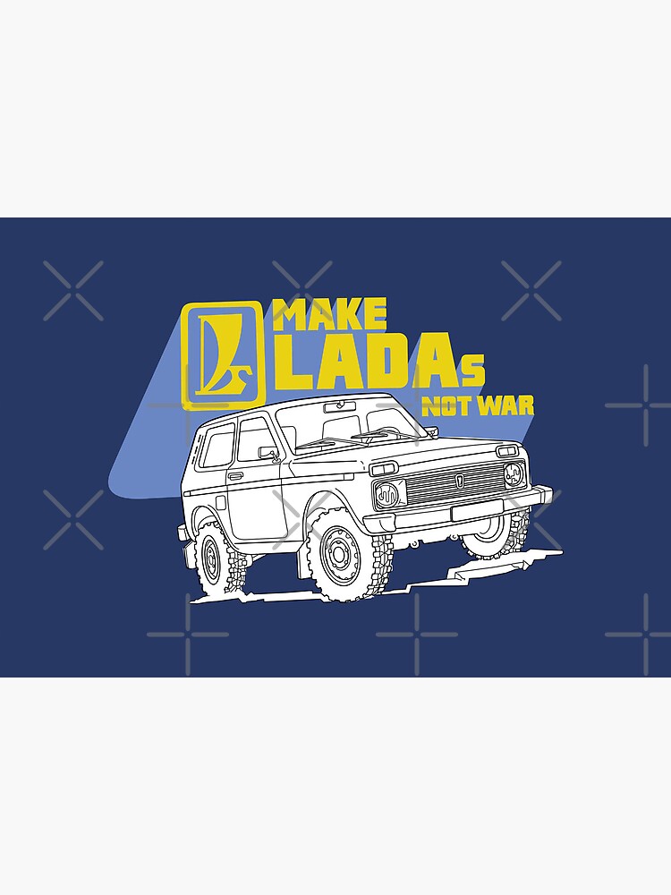 "Make Ladas Not War full blue anti-war sticker based on a classic decal ...